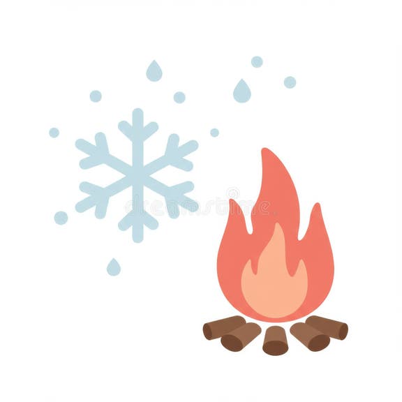 Illustration of Fire and Snowflake Symbolizing Warmth Versus Cold on ...