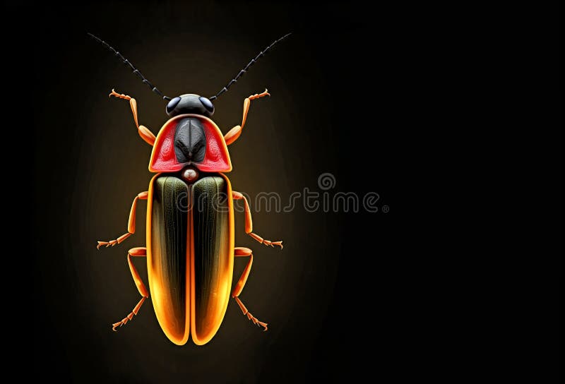 Illustration of a Firefly. Close-up, Top View. Stock Illustration ...