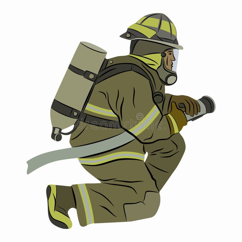Illustration of a Fireman, Vector Drawing Stock Vector - Illustration ...