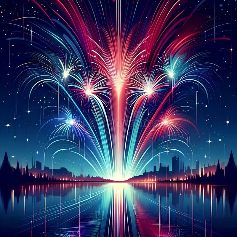 Illustration of Fireworks on a Commemorative Date Stock Illustration ...
