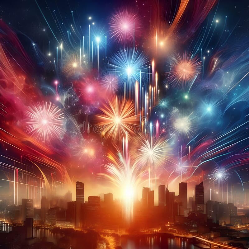 Illustration of Fireworks on a Commemorative Date Stock Illustration ...