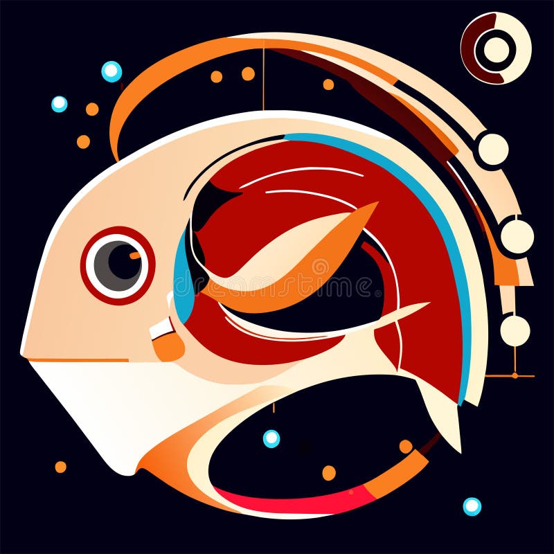 Illustration of a Fish in an Abstract Style on a Dark Background ...