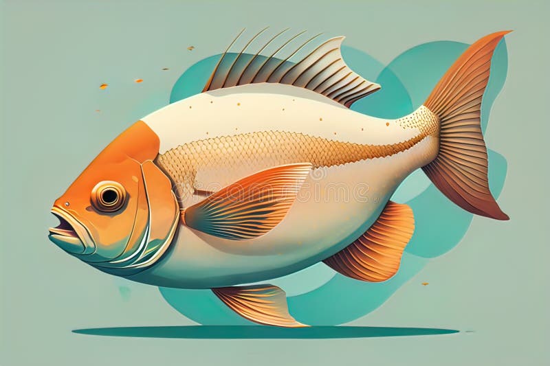 Illustration of a Fish on a Blue Background, Vector Illustration. Ai ...