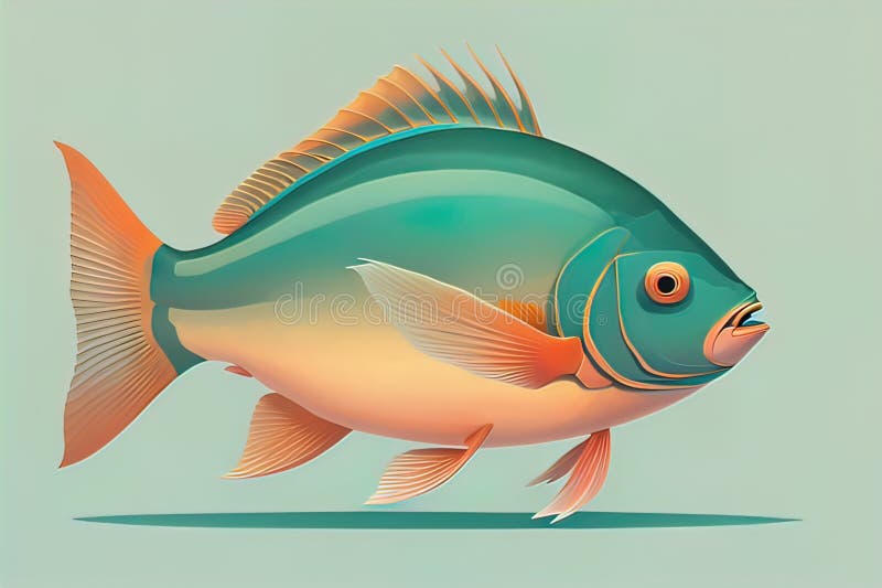 Illustration of a Fish on a Blue Background, Vector Illustration. Ai ...