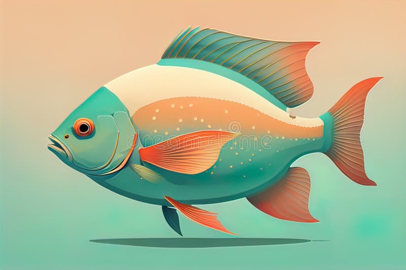Illustration of a Fish on a Blue Background, Vector Illustration. Ai ...