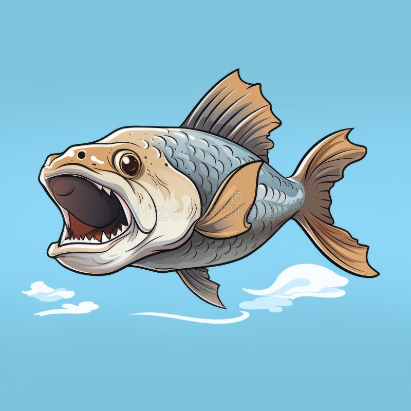 An Illustration of a Fish with Its Mouth Open Stock Illustration ...