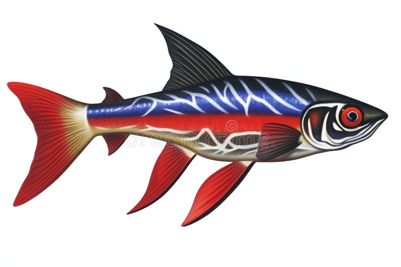 Illustration of a Fish with Red and Blue Stripes Stock Illustration ...
