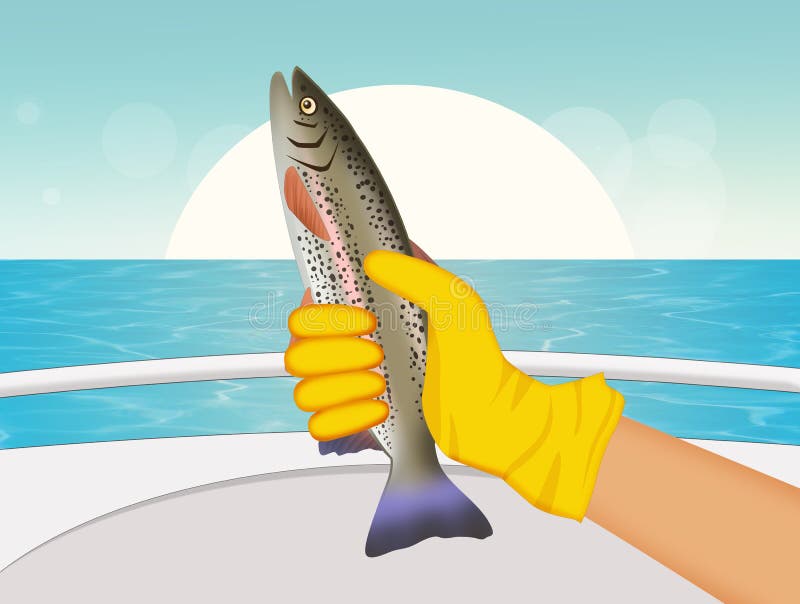 Illustration of Fisherman Holding a Fish Stock Illustration ...