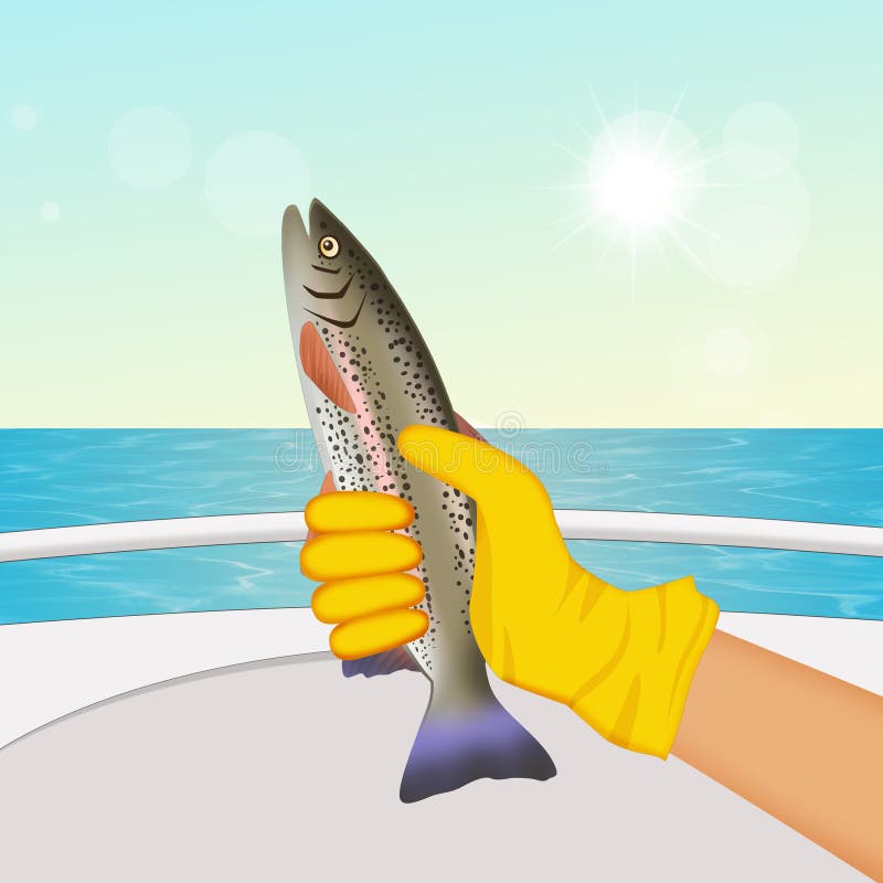 Illustration of Fisherman Holding a Fish Stock Illustration ...