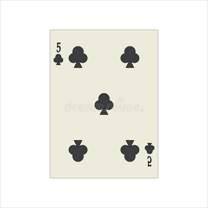 Five of Clubs Vintage Playing Card - Isolated on White Stock ...