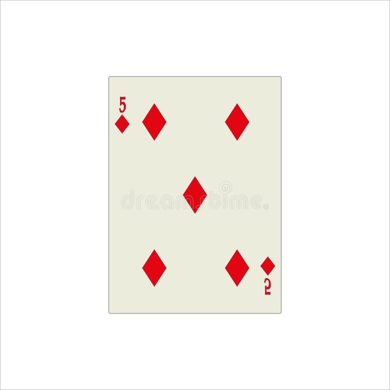 Illustration of a Five of Diamonds Card Isolated on a White Background ...