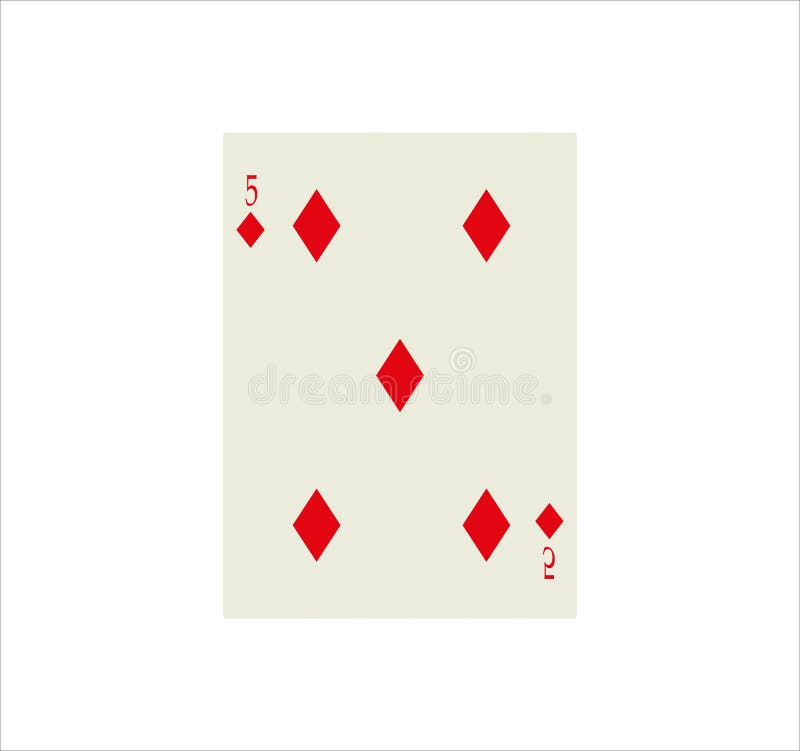 Illustration of a Five of Diamonds Card Isolated on a White Background ...