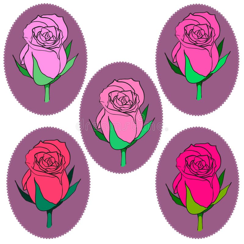 Illustration Five Different Shades of Roses Stock Vector - Illustration ...