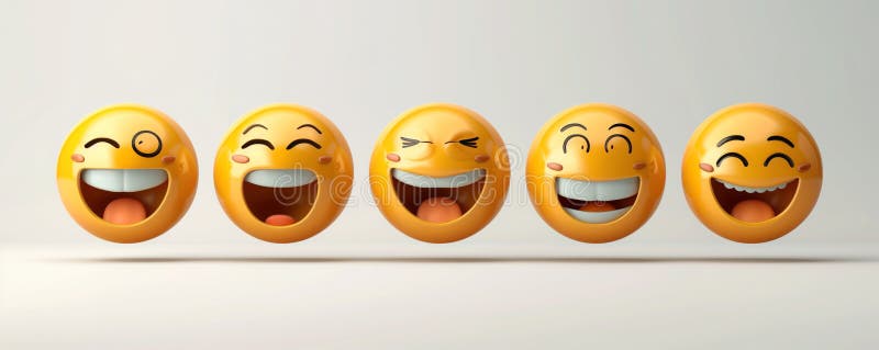 An Illustration of Five Smiling Emojis in a Row Stock Illustration ...