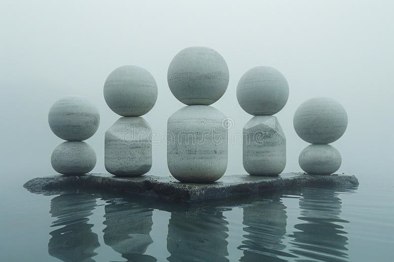 Five Spheres Sitting in a Body of Water, High Quality, High Resolution ...