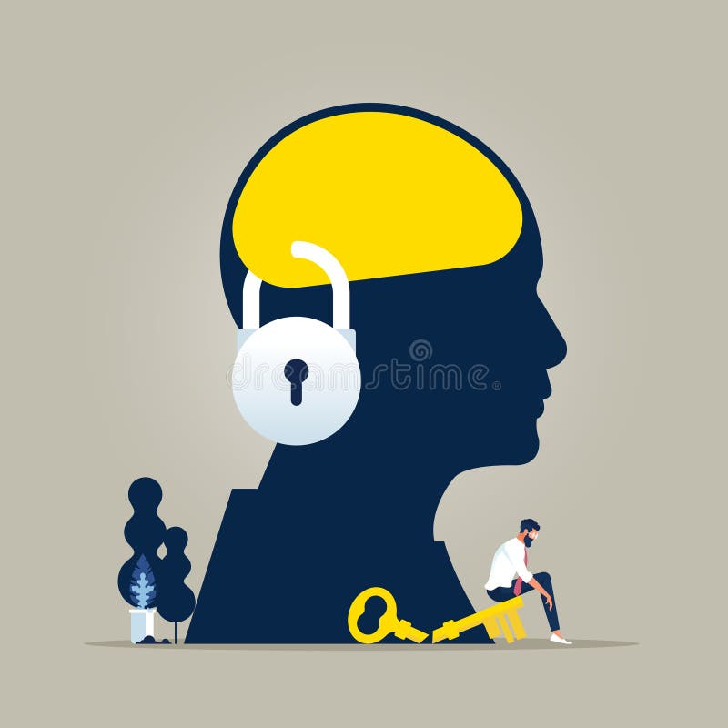 Illustration about Fixed Mindset and Negative Think Stock Vector ...