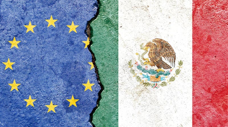 Illustration of the Flags of EU and Mexico Separated by a Crack ...