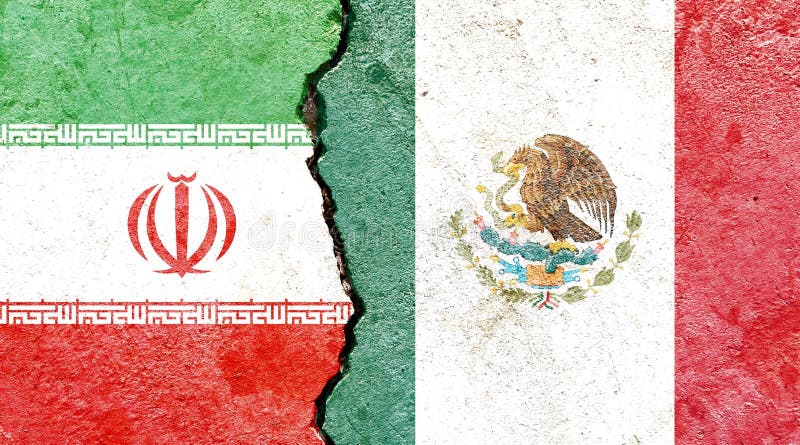 Illustration of the Flags of Iran and Mexico Separated by a Crack ...