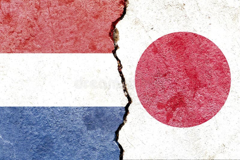 Illustration of the Flags of the Netherlands and Japan Stock Photo ...