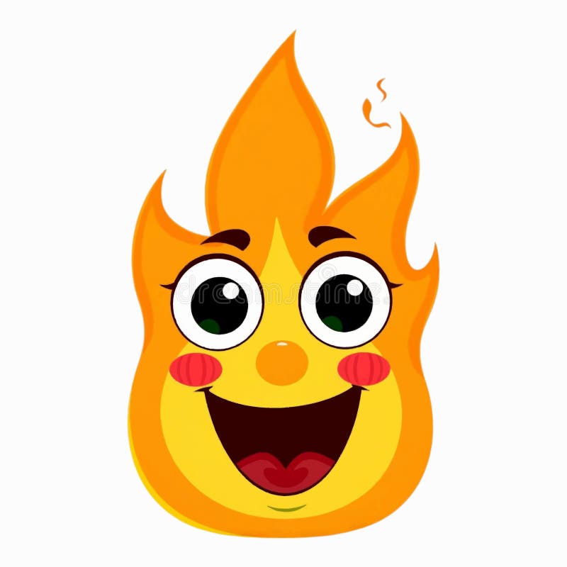 Illustration of a Flame Fire Element with a Face, Isolated on White ...