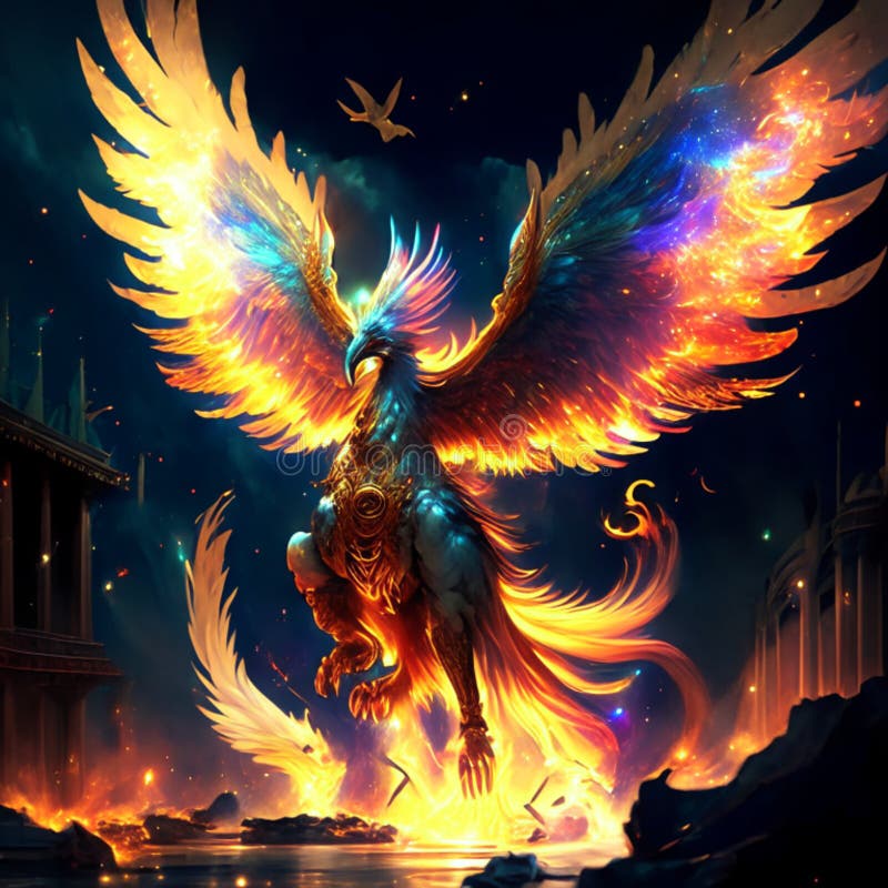 Illustration of a Flaming Bird on a Black Background - 3D Render ...