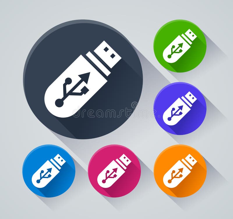 Flash Drive Icons with Shadow Stock Vector - Illustration of symbol ...