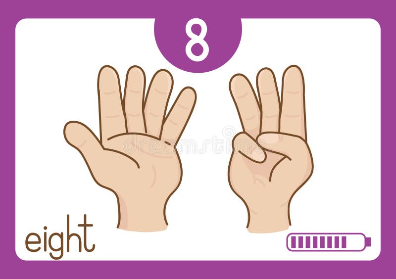 Number 9 Nine, Educational Card,learning Counting with Fingers Stock ...