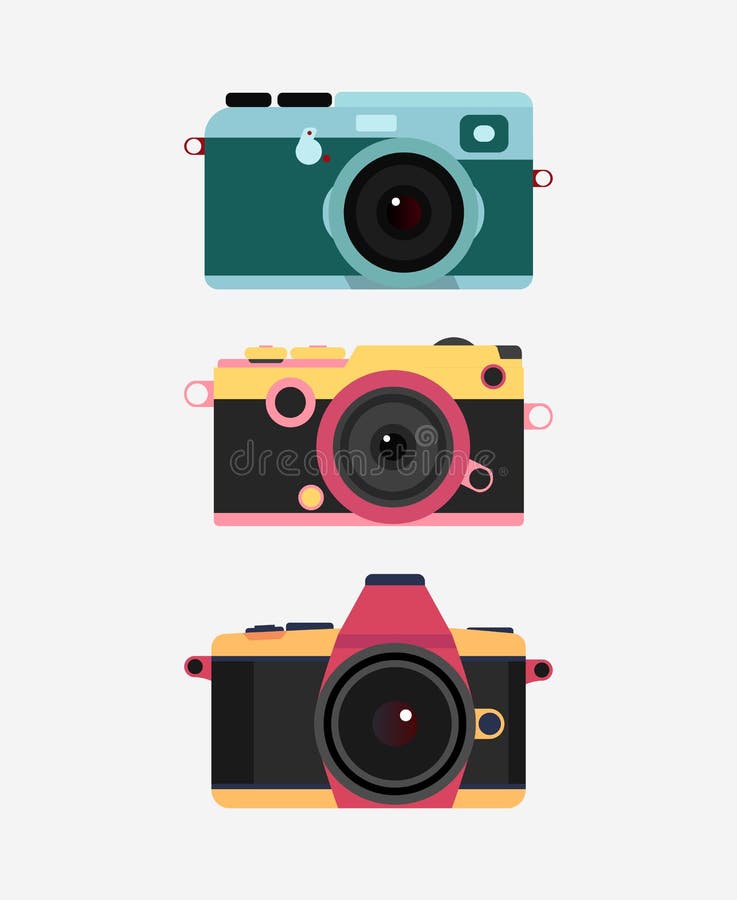 Illustration of Flat Camera Set Stock Vector - Illustration of ...