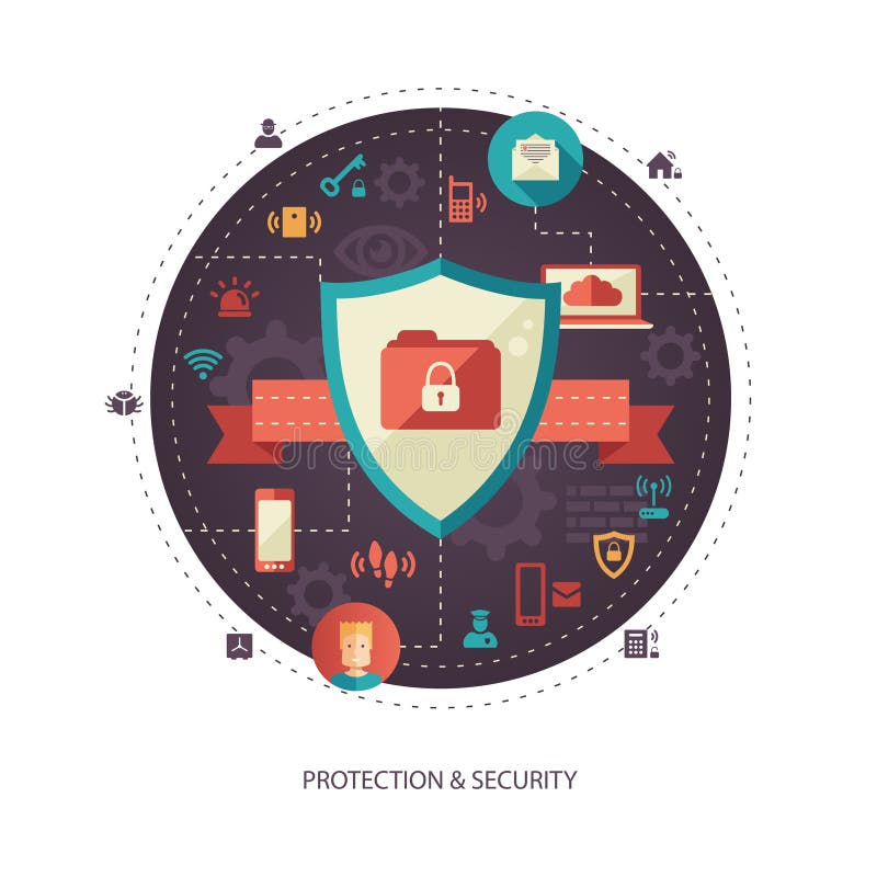 Cyber Security Metaphor Flat Design Style Vector Illustration Stock ...