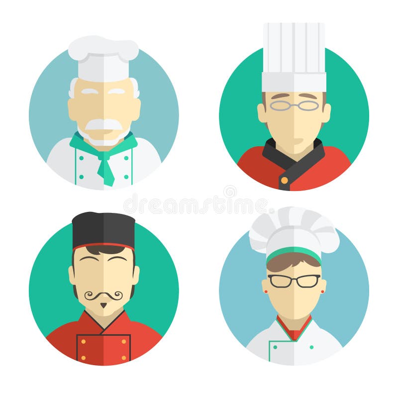 Illustration of Flat Design. the Chef Icons Stock Vector - Illustration ...