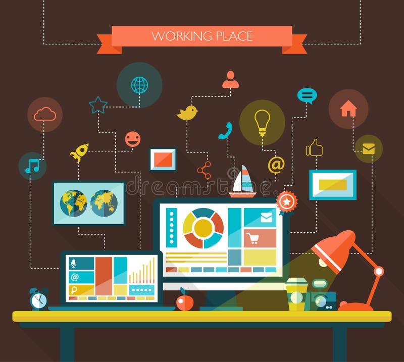 Illustration of Flat Design Composition with Work Stock Vector ...