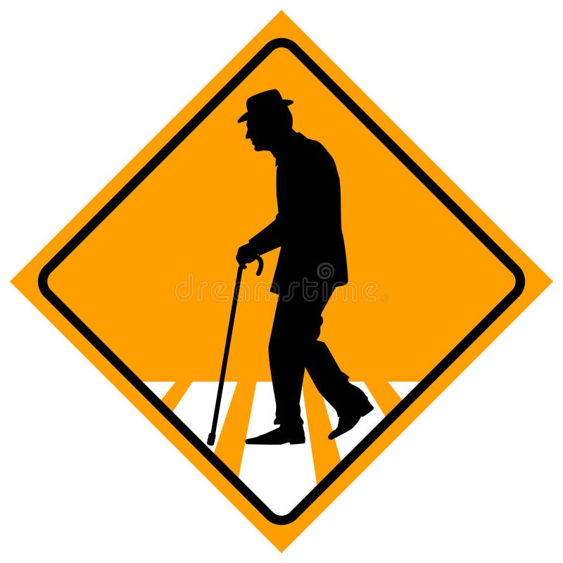 Illustration Flat Design of Road Sign for Eldery To Cross the Road ...