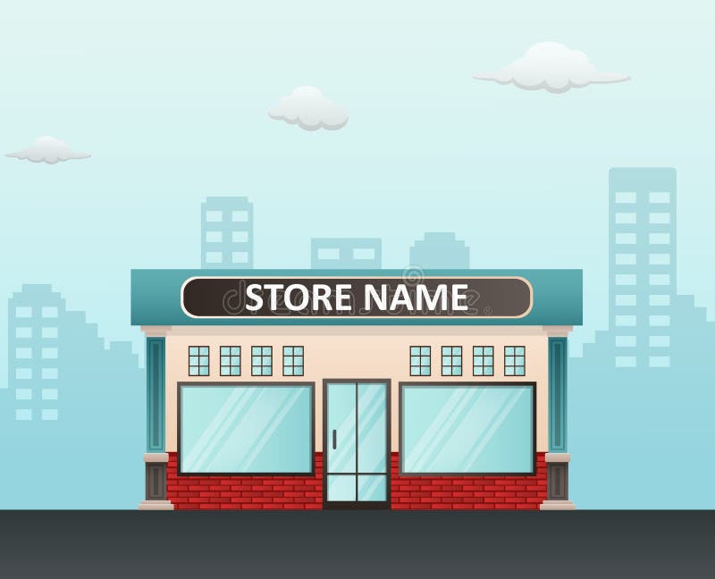 Flat Design Store Front with Place for Name Stock Vector - Illustration ...