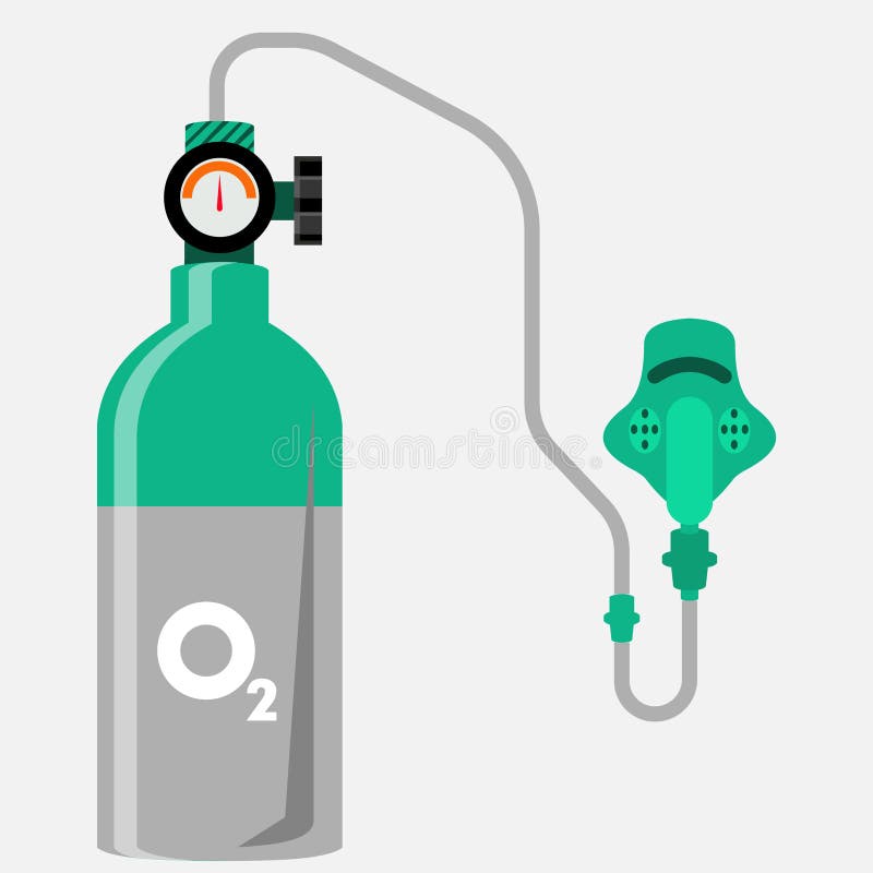 Illustration of Flat Design Template Green Oxygen Icon with a Fairly ...