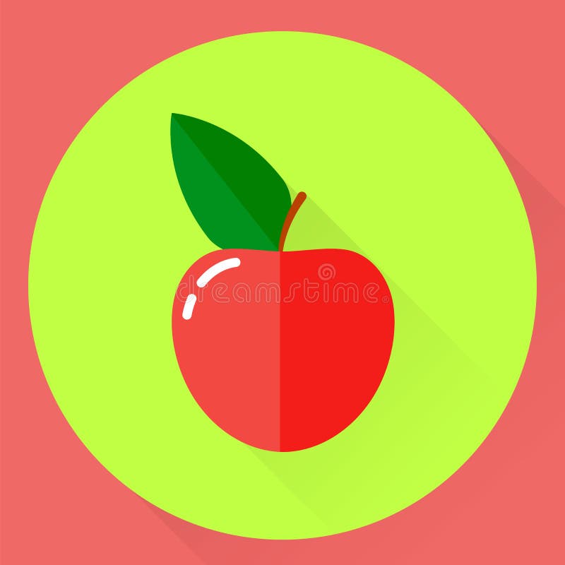 Illustration. Flat Icon of a Red Apple Stock Illustration ...