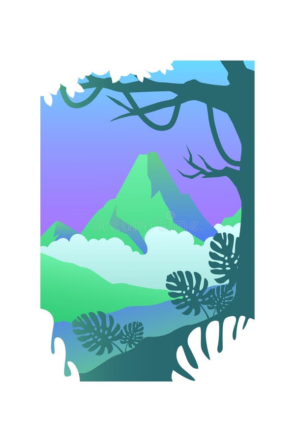 Illustration of Flat Jungle with Tropical Leaf Shape Stock Illustration ...