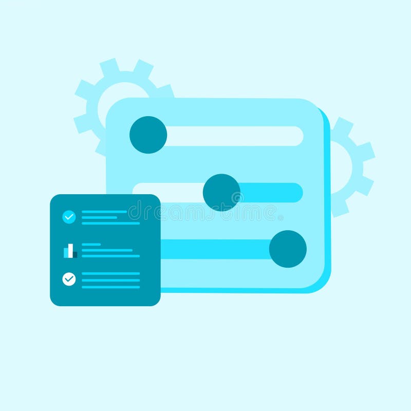Illustration of Configuration Settings on the Screen. in Flat Style ...