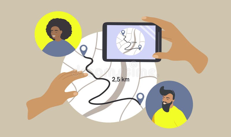 Illustration in a Flat Style on the Theme of Navigation, Communication ...