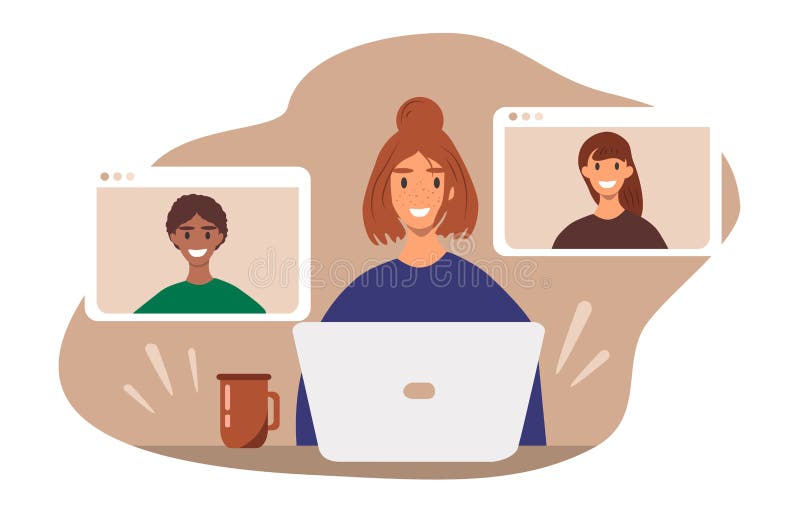 Illustration in a Flat Style on the Theme of Online Communication Stock ...