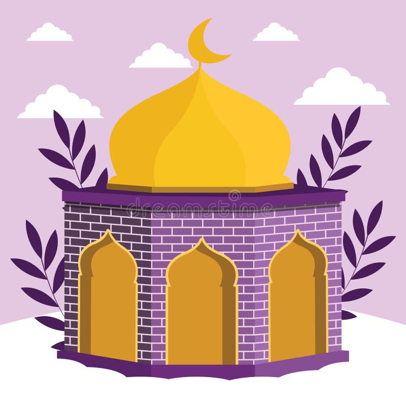 Illustration Flat Vector Mosque Stock Vector - Illustration of charity ...