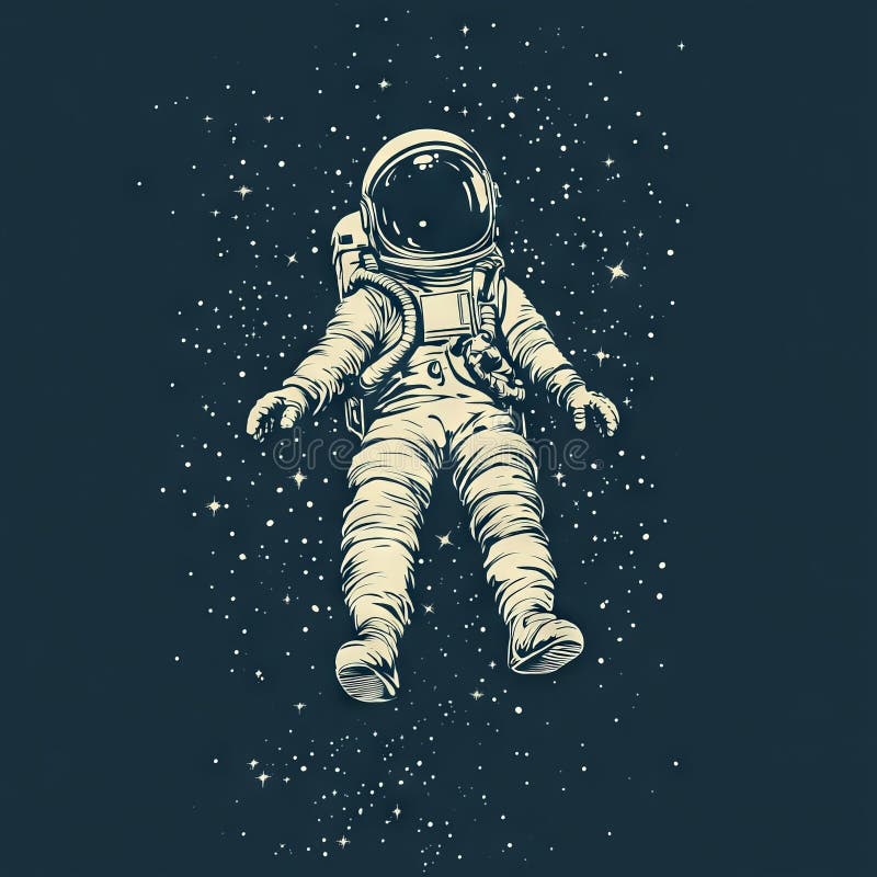 Illustration of Floating Astronaut in Space with Starry Background ...