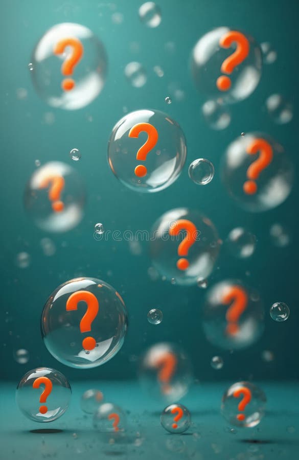 Illustration of Floating Soap Bubbles Containing Orange Question Marks ...
