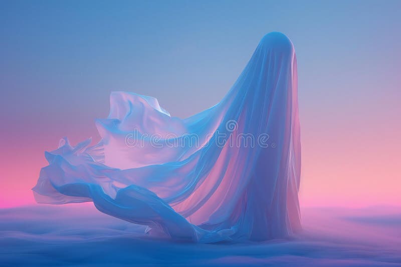 A Floating White Sheet Ghost in the Sky, Minimal Background, Pink and ...