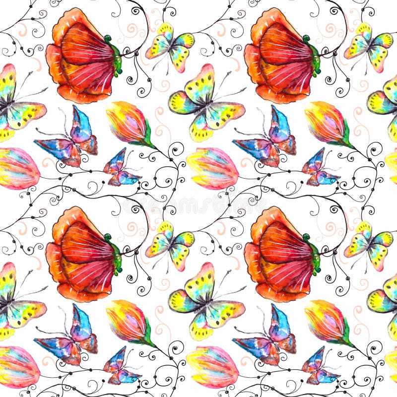 Illustration Florale Sans Couture D'aquarelle Illustration Stock ...