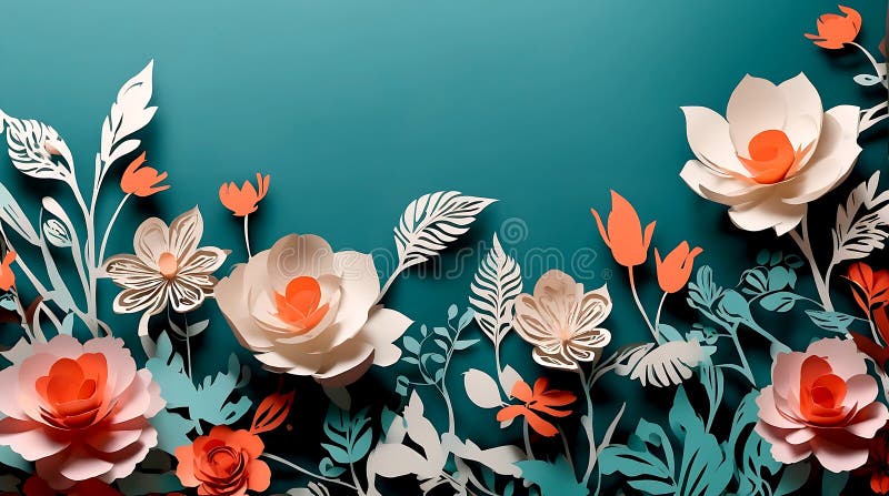 Illustration of Flowers Style Paper Cut with Copy Space Stock ...