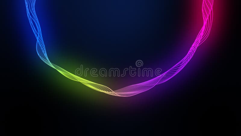 Illustration of Fluttering Neon Glowing Arc Lines with Empty Free Space ...