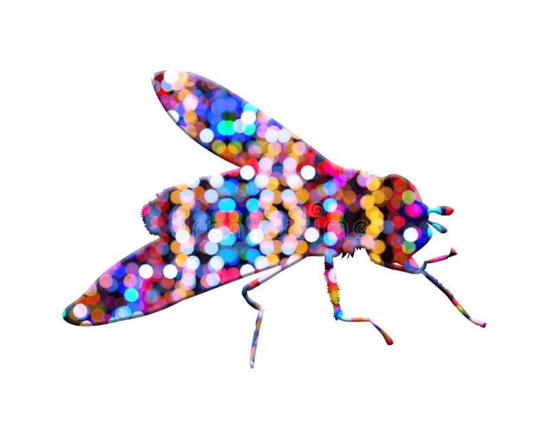 Illustration of a Fly in a Colorful Pattern Isolated on a White ...