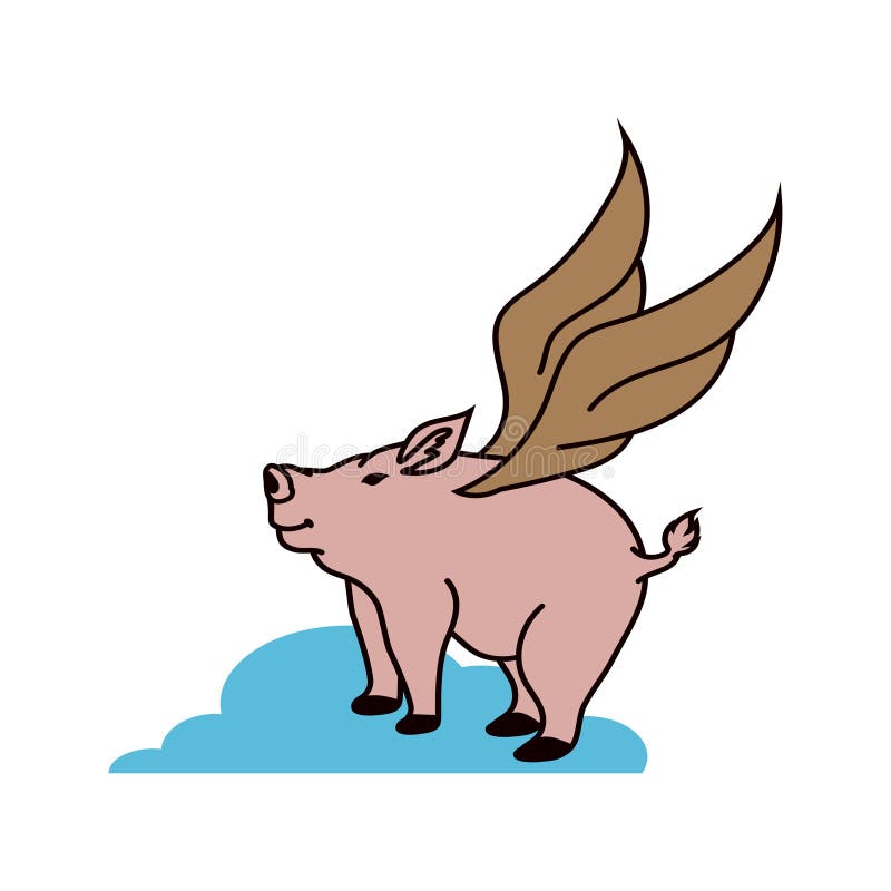 Illustration of a Flying Pig Stock Vector - Illustration of symbol ...