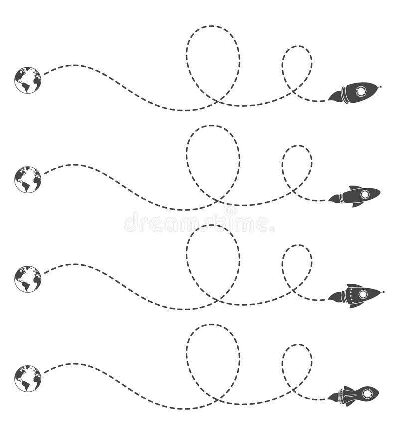 Trace Line Worksheet For Preschool Kids With Rockets Stock Illustration ...