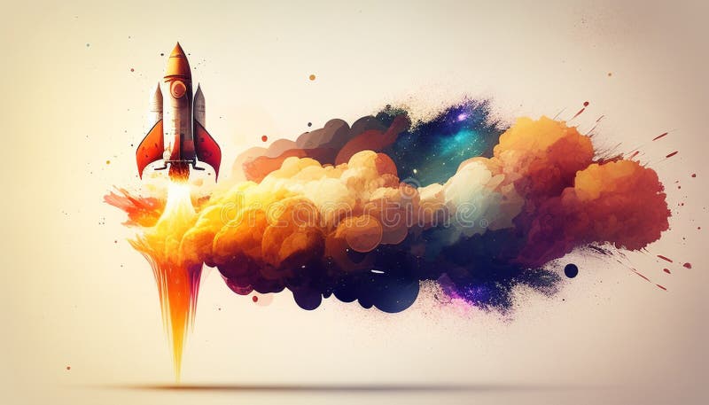 Illustration of Flying Rocket with Smoke Trail Stock Illustration ...